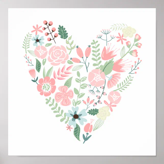 Floral Heart Poster | Zazzle