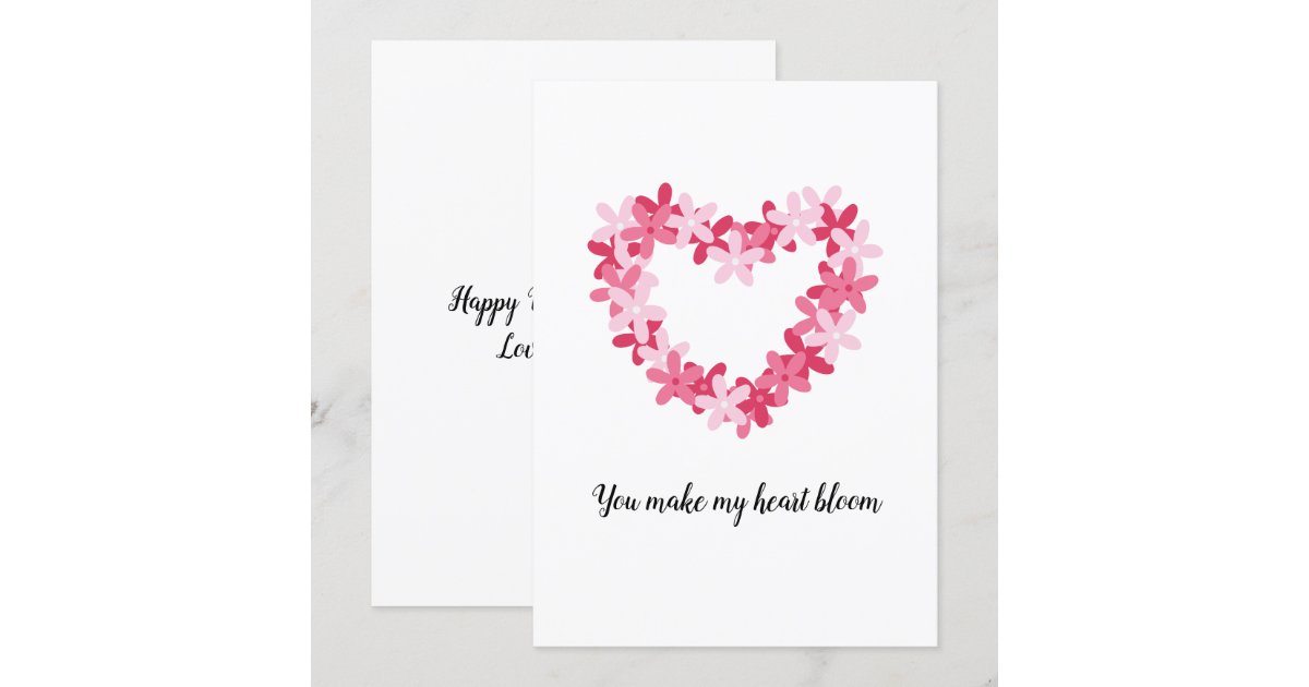 Floral Heart Valentine Holiday Card | Zazzle