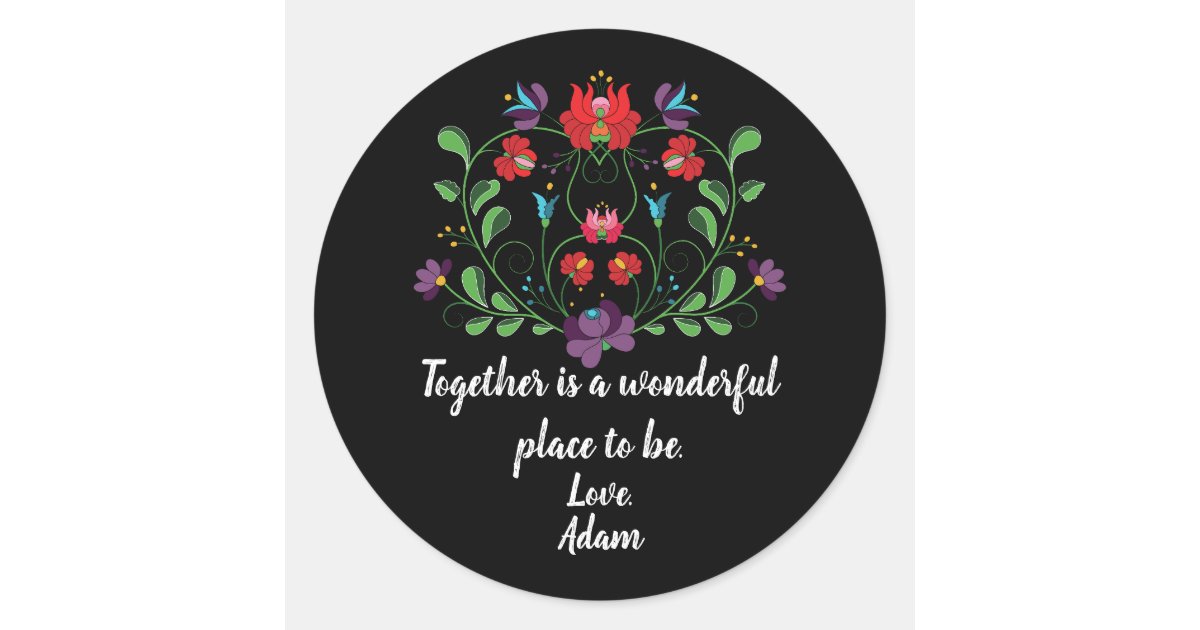 Floral Heart with Quote Classic Round Sticker | Zazzle