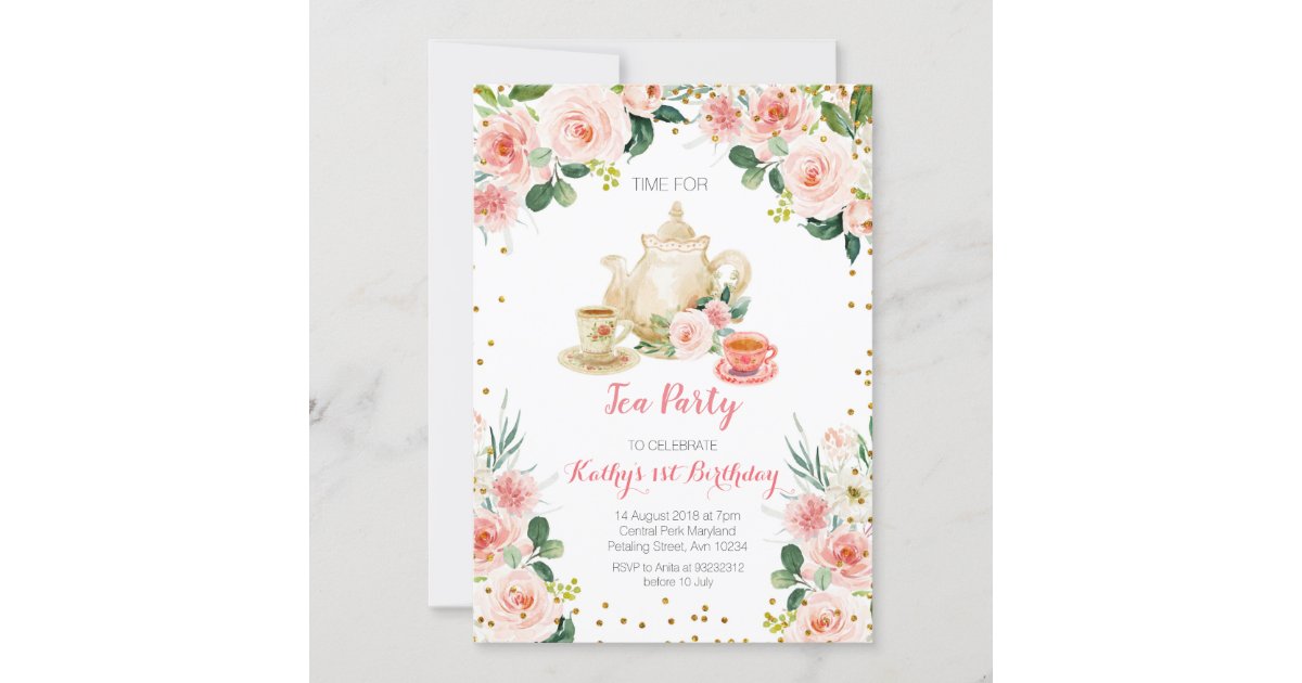 Floral High Tea Party Birthday Invite | Zazzle