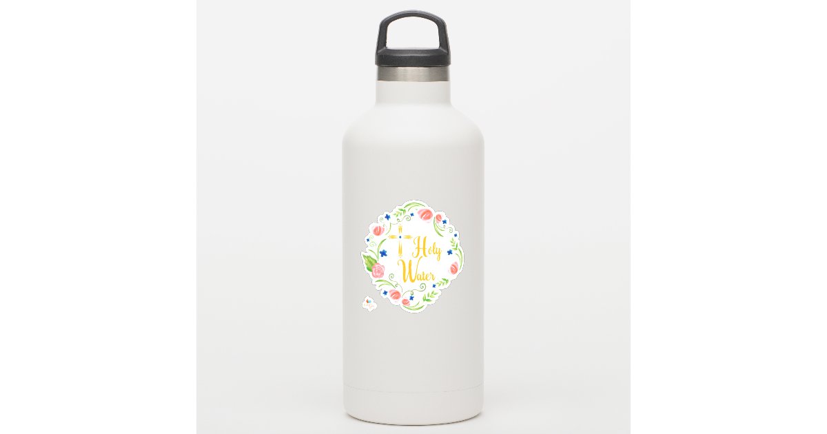 Floral Holy Water Bottle Sticker | Zazzle