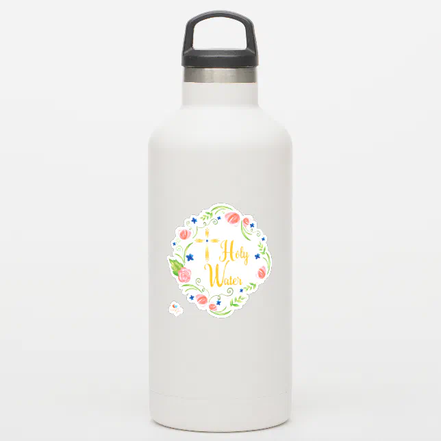 Floral Holy Water Bottle Sticker | Zazzle