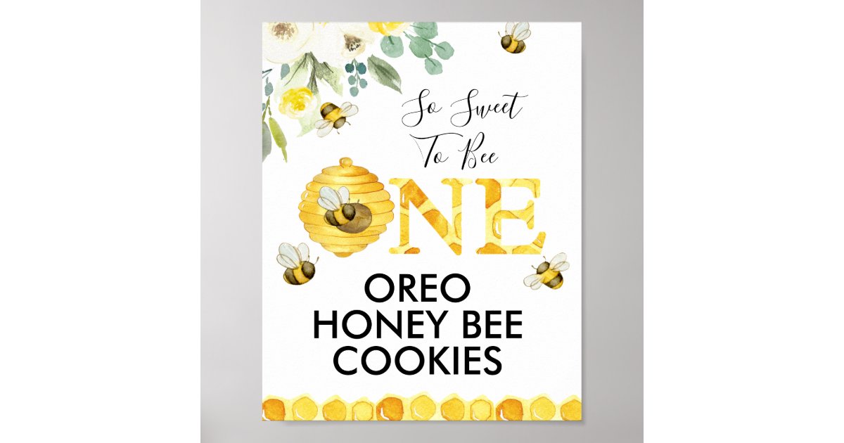 Floral Honey Bee First Bee-day Birthday Party Poster | Zazzle