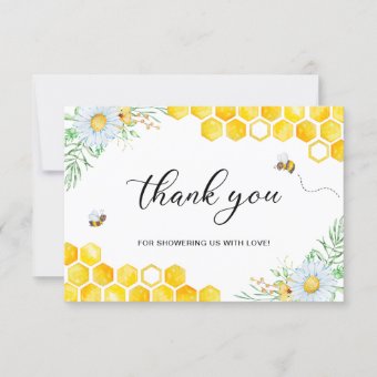 Floral Honey Bee Thank you Card | Zazzle