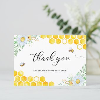 Floral Honey Bee Thank you Card | Zazzle