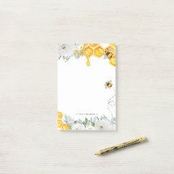 Floral Honeycomb Bumble Bee Monogram Personalized Post-it Notes | Zazzle