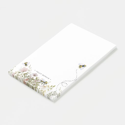 Floral Honeycomb Bumble Bee Monogram Personalized Post-it Notes | Zazzle
