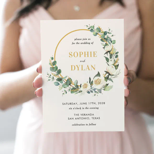 Floral Hoop Editable Color Wedding Invitation | Zazzle