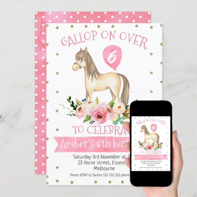 Floral Horse Birthday Party Invitation | Zazzle Floral Horse Birthday Party Invitation | Zazzle