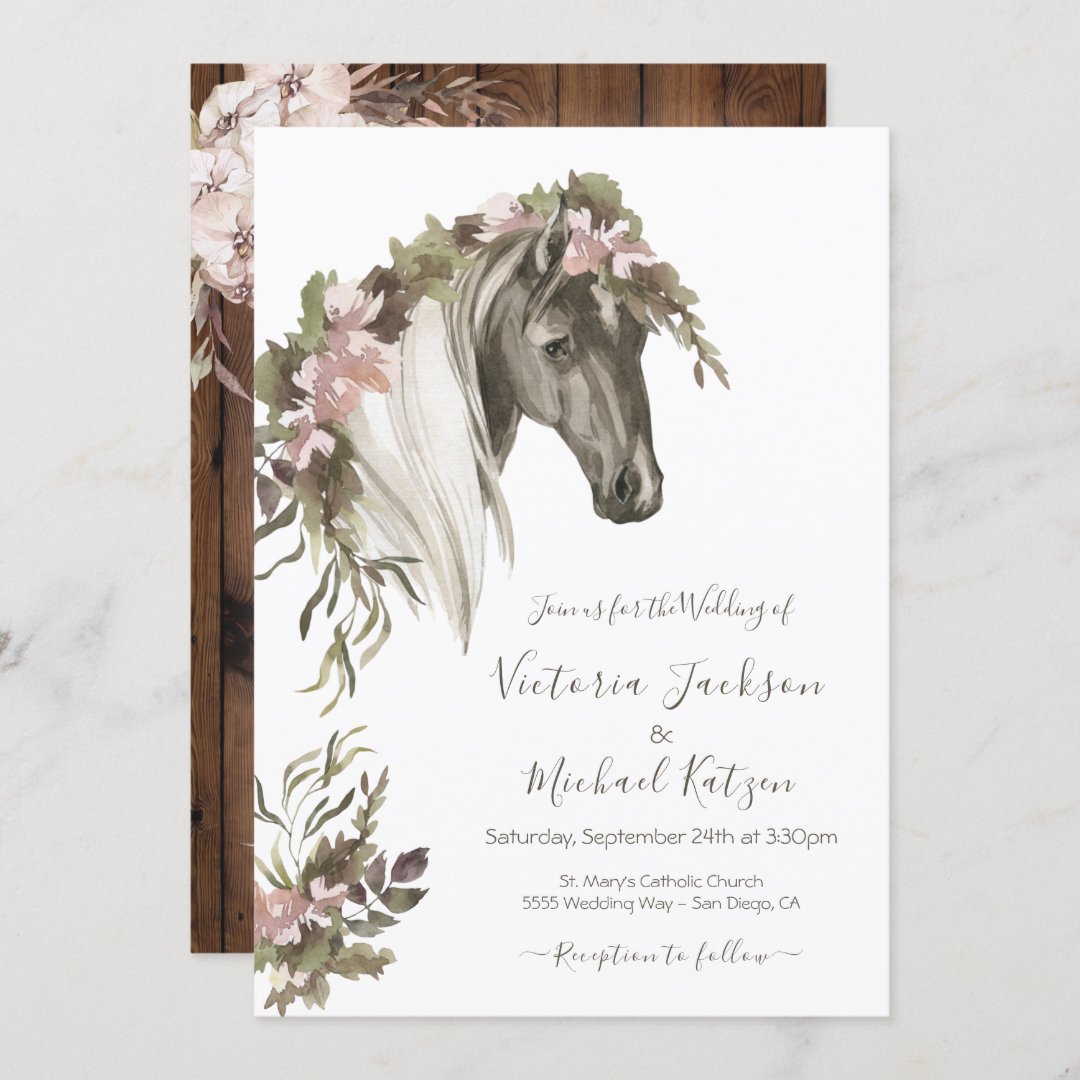 Floral Horse Ranch Wedding Invitation | Zazzle