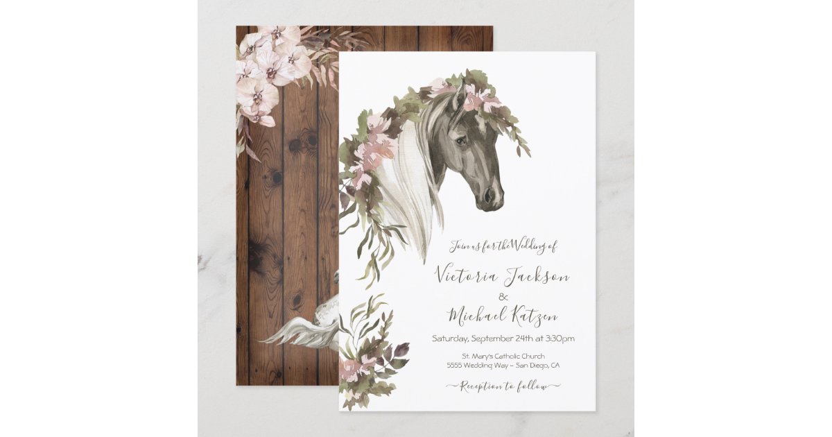 Floral Horse Ranch Wedding Invitation | Zazzle