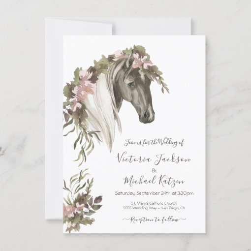 Floral Horse Ranch Wedding Invitation | Zazzle