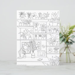 Floral house plants decor coloring illustration | Zazzle