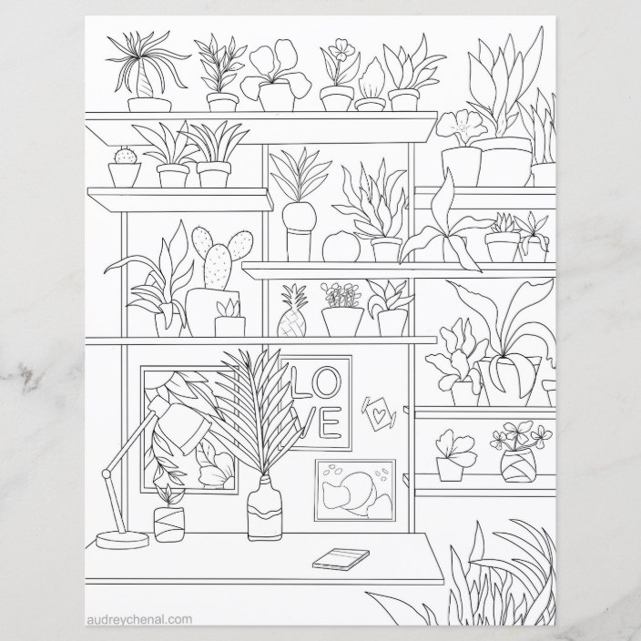 Floral house plants decor coloring illustration | Zazzle.com