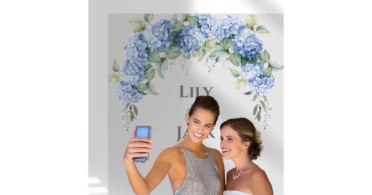 Floral Hydrangea Photo Selfie Wedding Backdrop | Zazzle