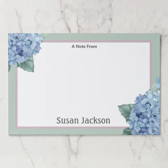 Floral Hydrangea Pink and Blue Personalized Paper Pad | Zazzle