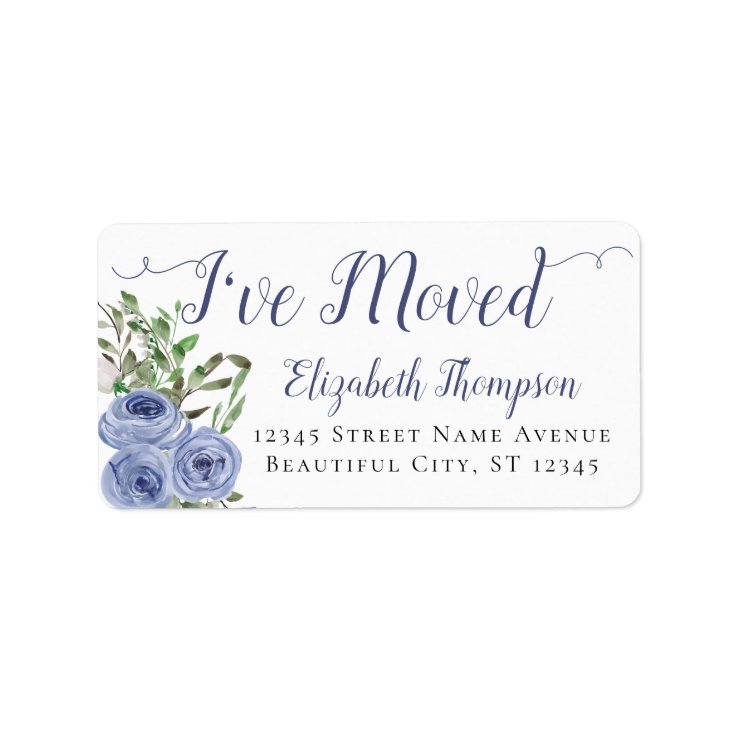 Floral I Have Moved New Address Dusty Blue Modern Label | Zazzle
