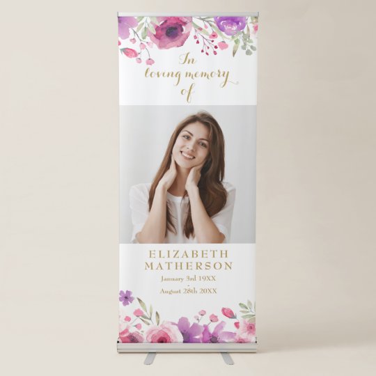 Floral In Loving Memory Photo Funeral Memorial Retractable Banner ...