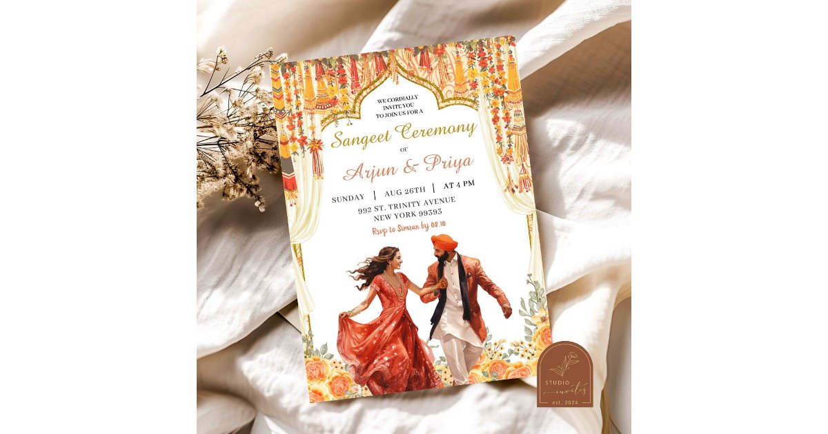 Floral Indian Sangeet Wedding Invitation | Zazzle