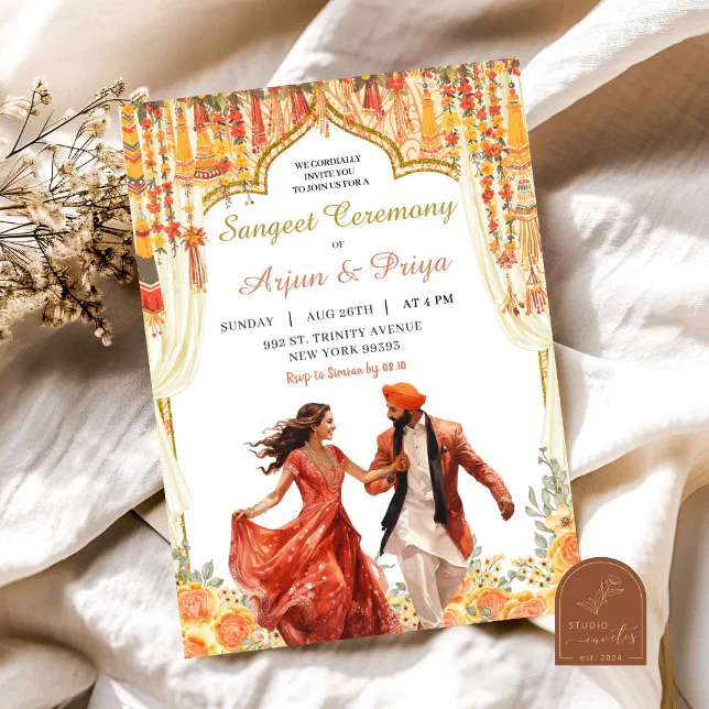 Floral Indian Sangeet Wedding Invitation | Zazzle