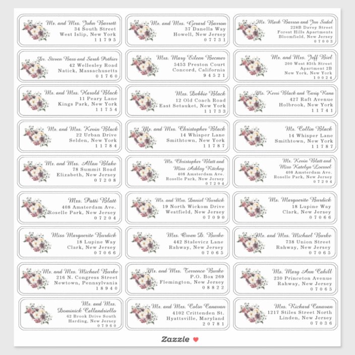 Floral Individual Wedding Guest Address Labels | Zazzle.com