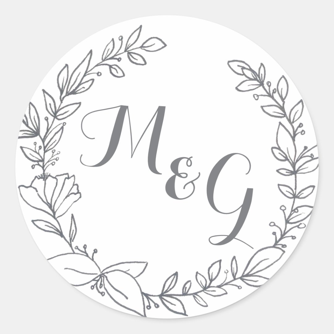 Floral Ink Initial Monogram Envelope Seal | Zazzle