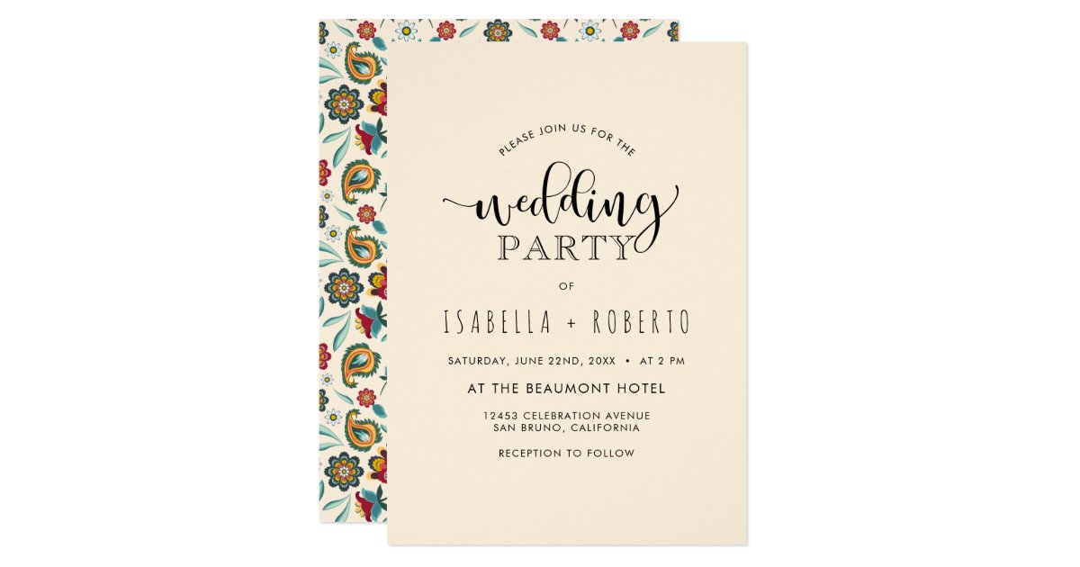 Floral Invitation | Colorful Boho Batik Wedding | Zazzle.com
