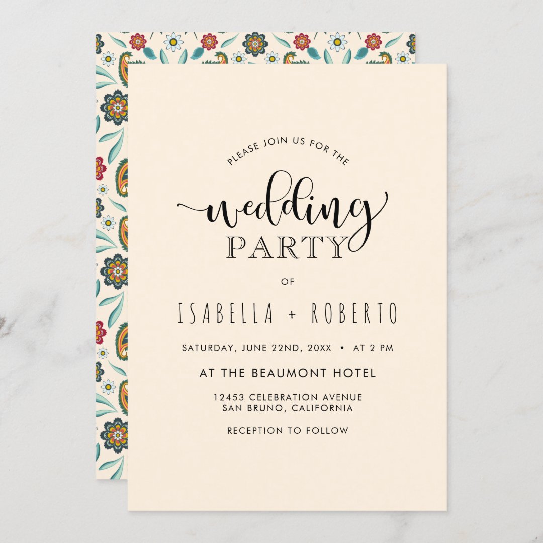 Floral Invitation | Colorful Boho Batik Wedding | Zazzle