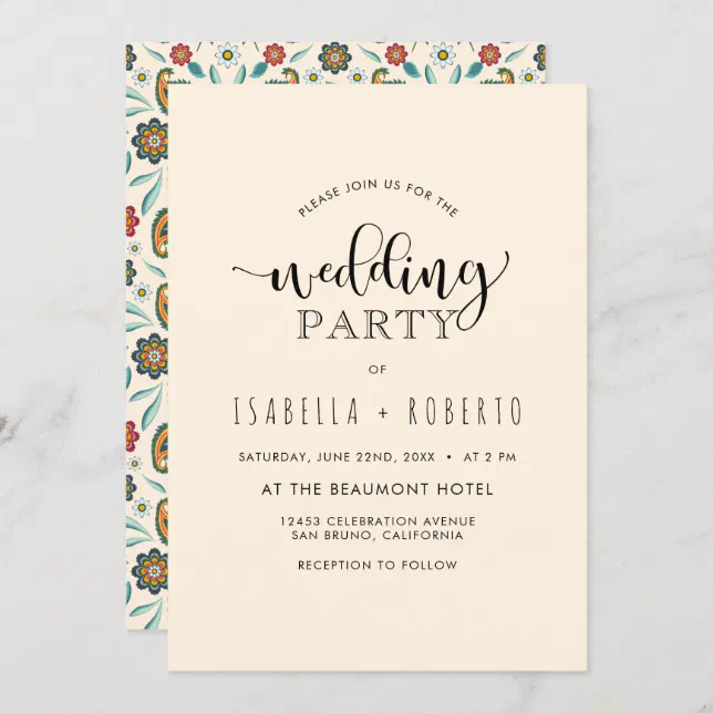 Floral Invitation | Colorful Boho Batik Wedding | Zazzle