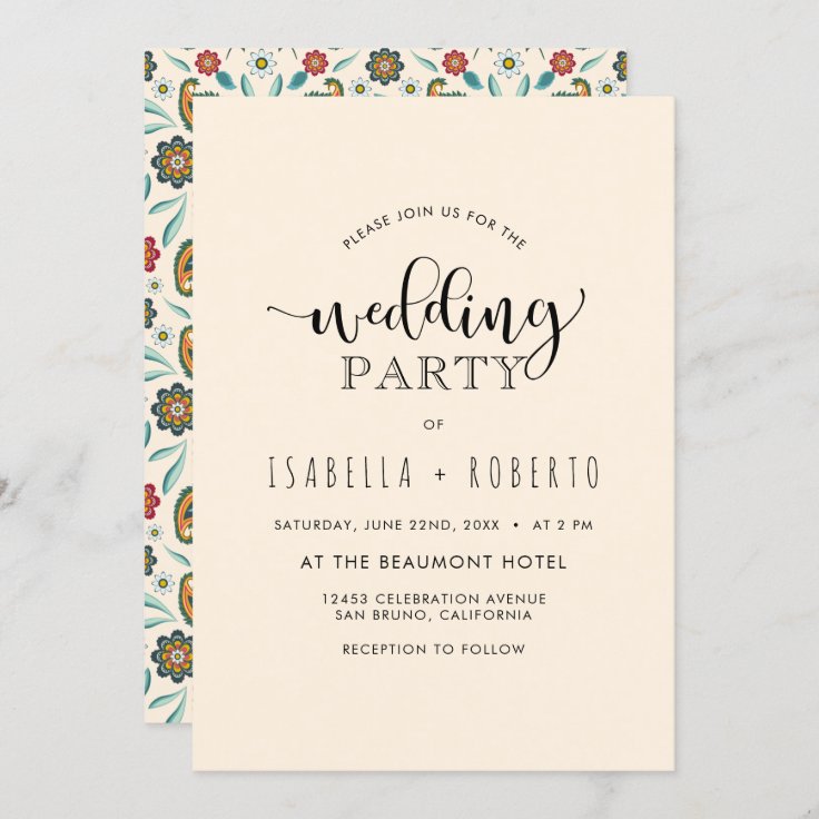 Floral Invitation | Colorful Boho Batik Wedding | Zazzle