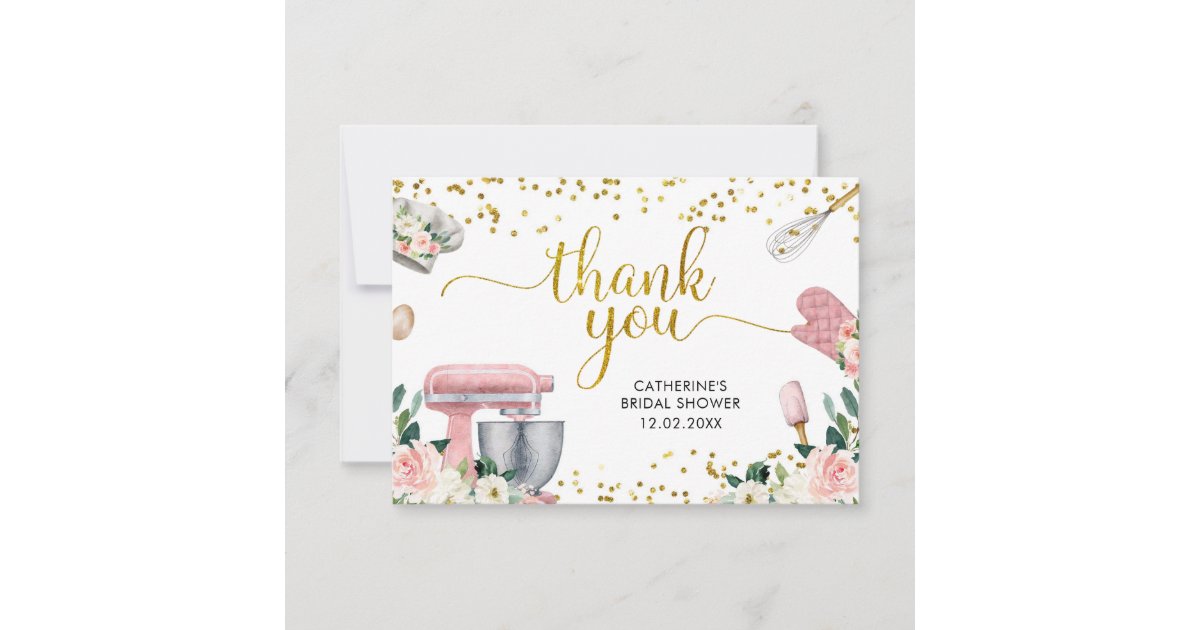 Floral Kitchen Bridal Shower Thank You Card | Zazzle