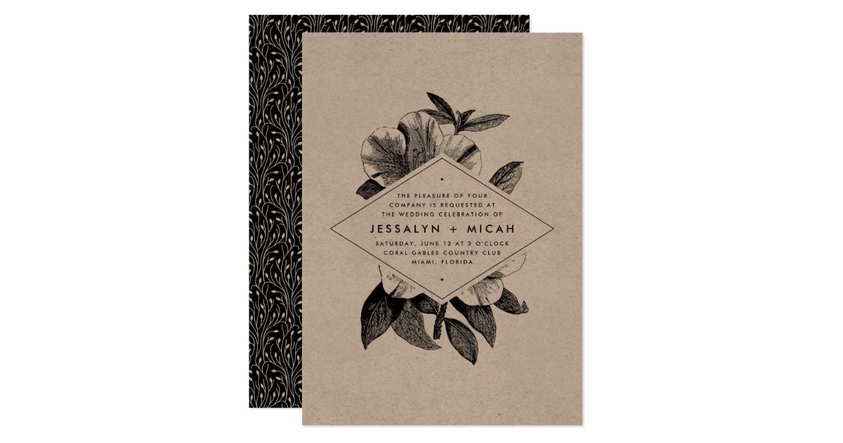 Floral Kraft Wedding Invitation | Zazzle.com