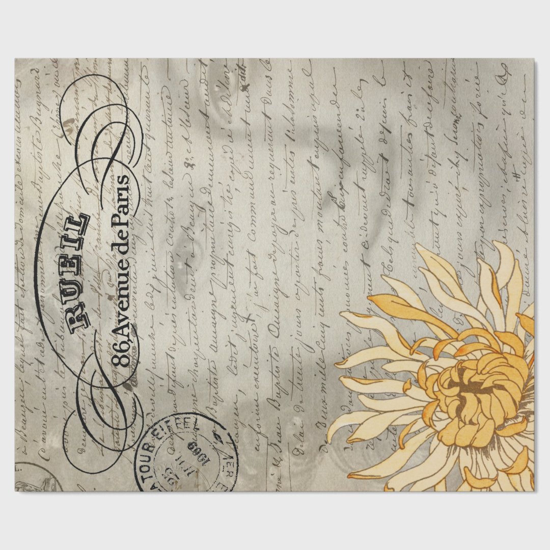 Floral Lady Decoupage Poster Wrapping Paper | Zazzle