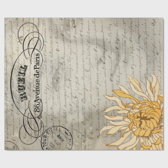 Floral Lady Decoupage Poster Wrapping Paper | Zazzle.com