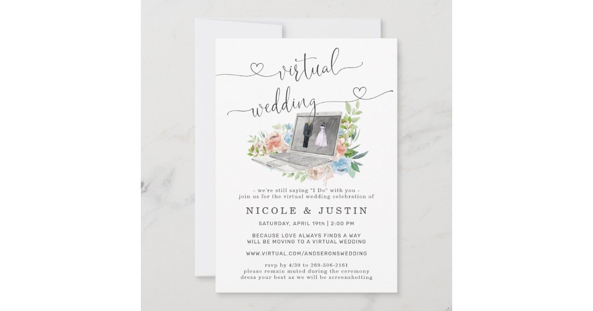 Floral Laptop | Virtual Wedding Invitation | Zazzle