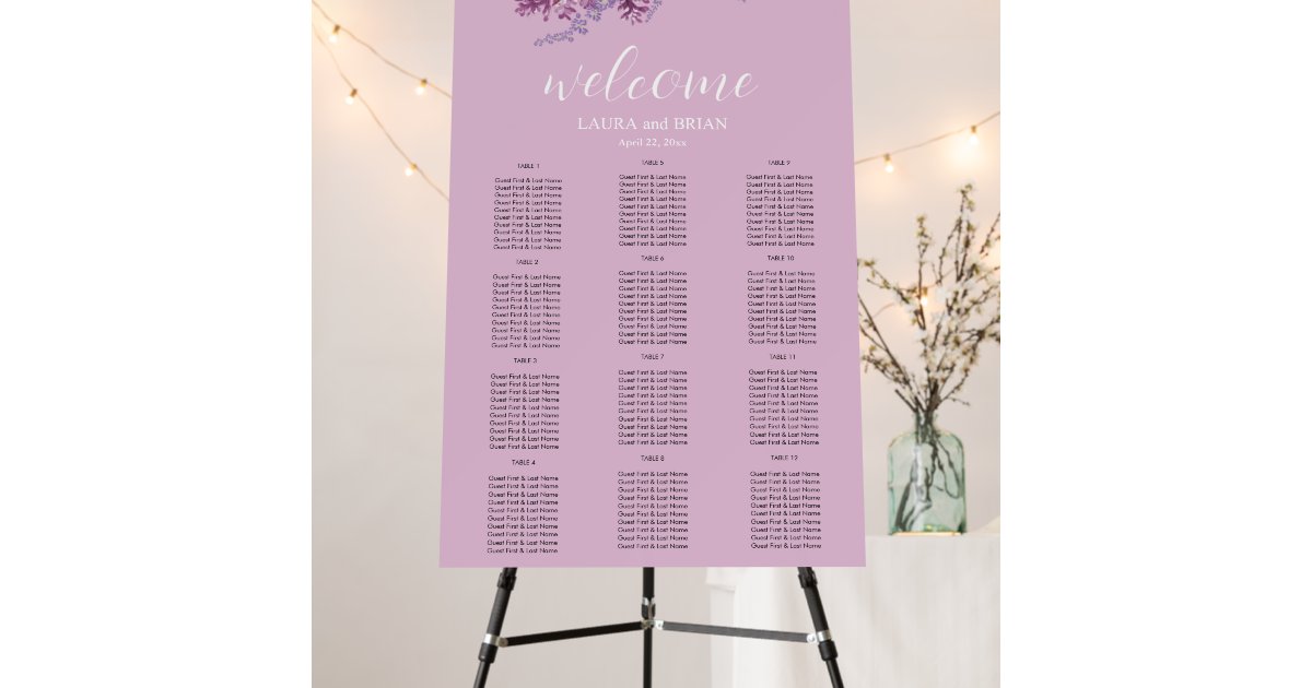 Floral Lavender, Wedding Seating Chart Foam Board | Zazzle
