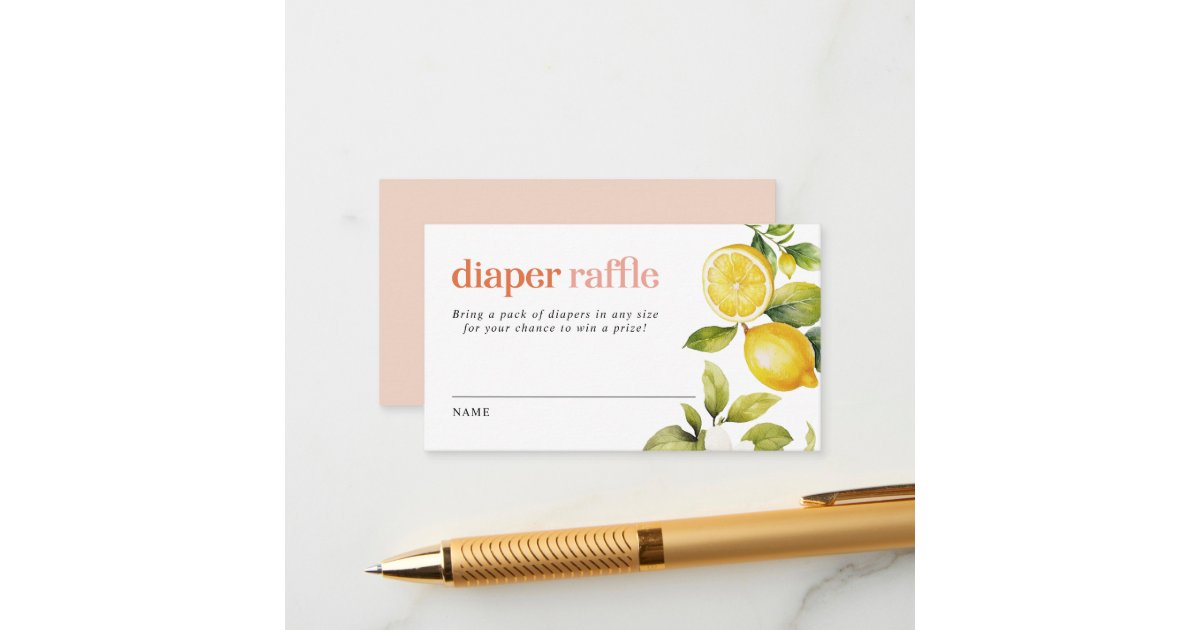 Floral Lemon | Baby Shower Diaper Raffle Ticket Enclosure Card | Zazzle