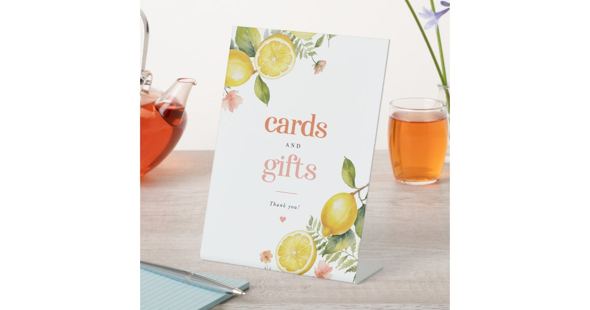 Floral Lemon | Cards and Gifts Pedestal Sign | Zazzle