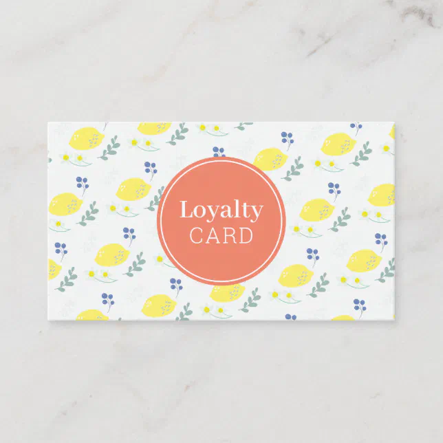 Floral Lemon Pattern Cute Yellow Loyalty Card | Zazzle