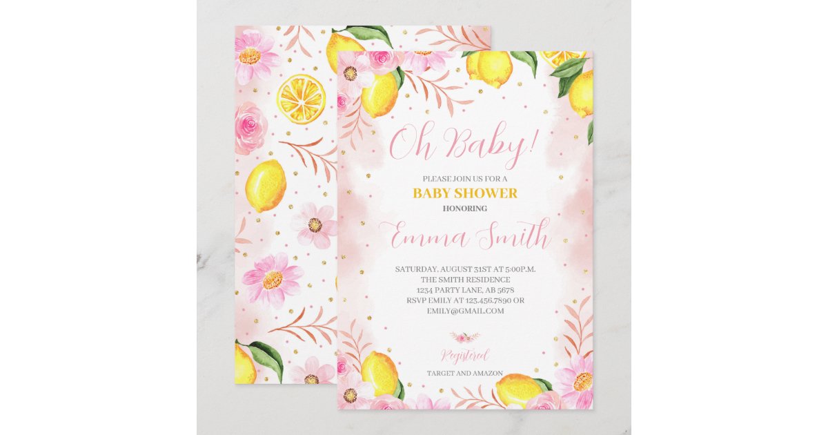 Floral Lemonade Baby Shower Invitation | Zazzle