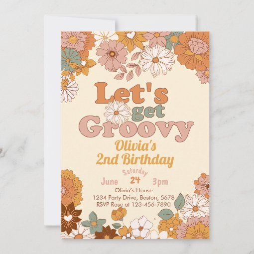 Floral Let's Get Groovy Birthday Party Invitation | Zazzle