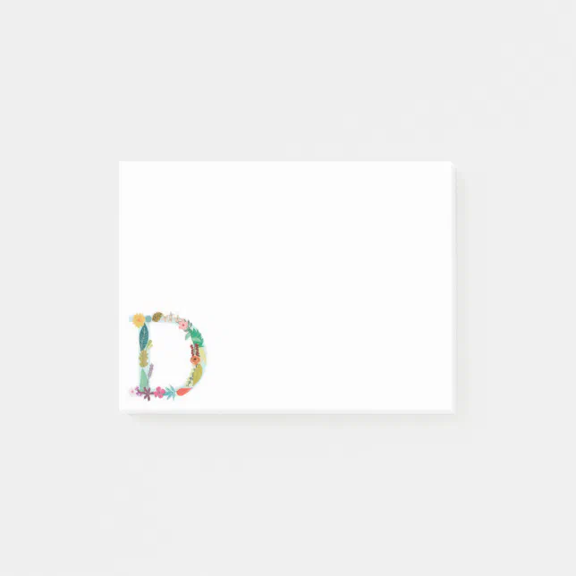 Floral Letter Monogram Initial - D - Post-it Notes | Zazzle