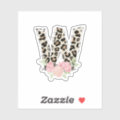 Floral Letter W Initial Name Leopard Cheetah Print Sticker | Zazzle