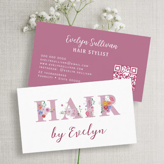 Floral Letters Hair Business Card | Zazzle