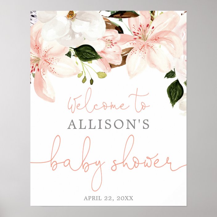 Floral lilies spring baby shower welcome sign | Zazzle.com