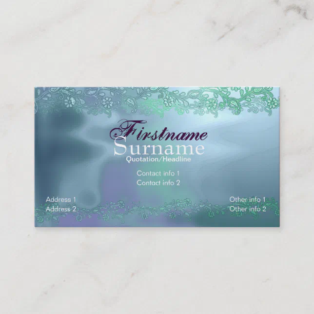 Floral Liquid Aqua Business Card | Zazzle