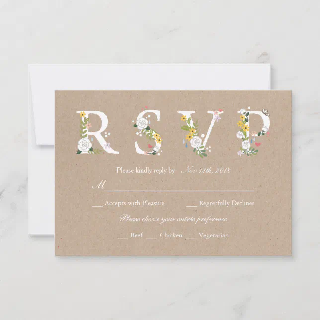 Floral Love Wedding RSVP - changeable background | Zazzle