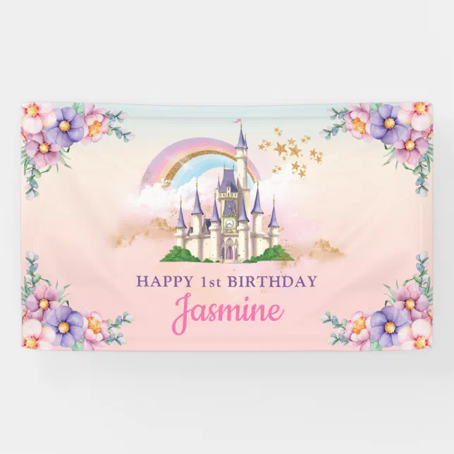 Floral Magical Princess Castle Backdrop / Banner | Zazzle