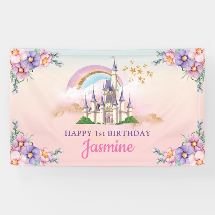 Floral Magical Princess Castle Backdrop / Banner | Zazzle.com