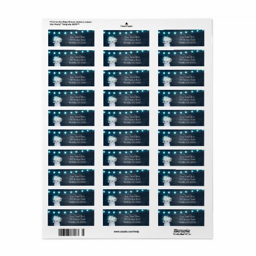 Floral Mason Jar & Blue Lights Rustic Invitation Label | Zazzle